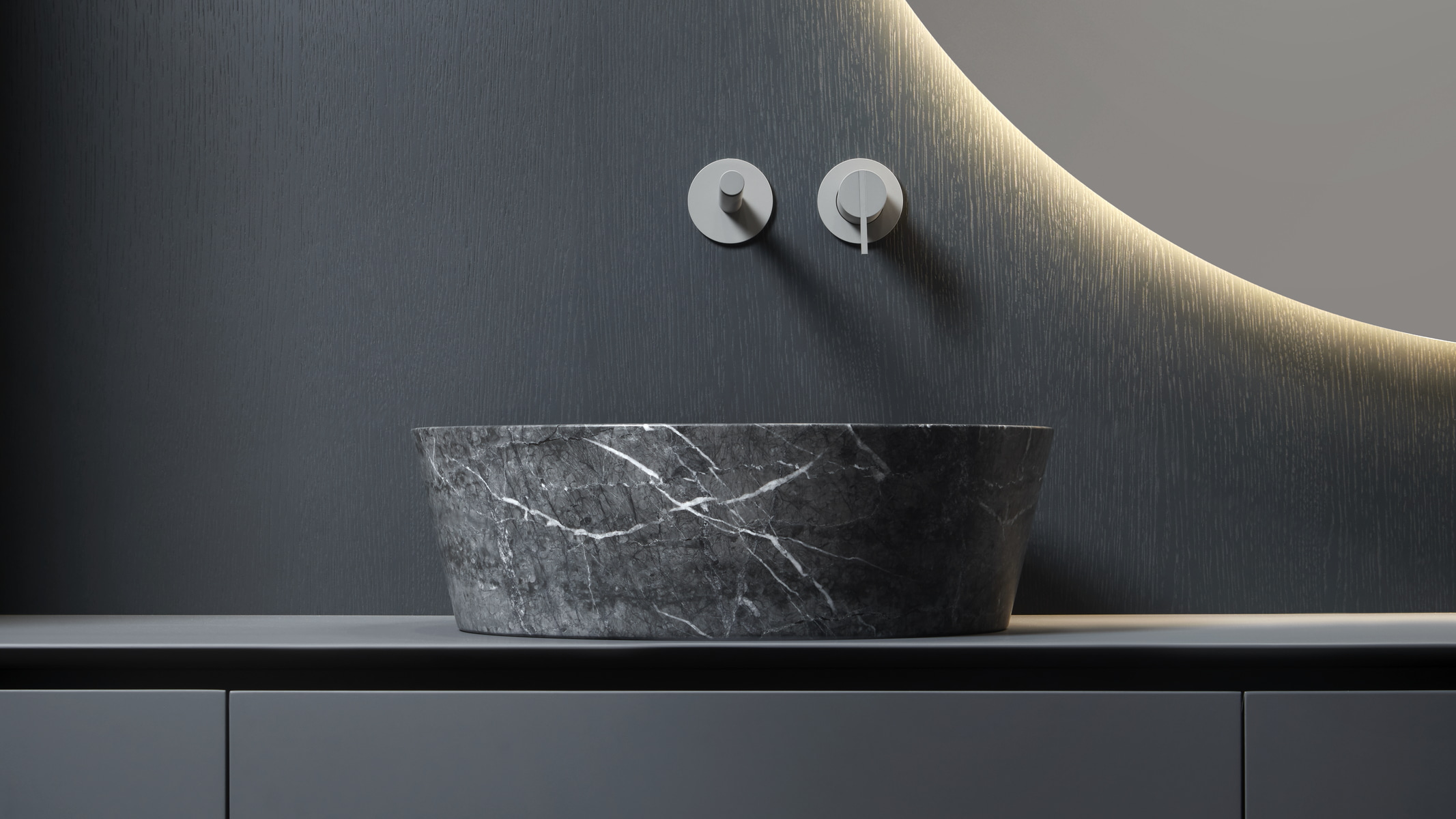 Pila Round washbasin in stone and marble - Antonio Lupi